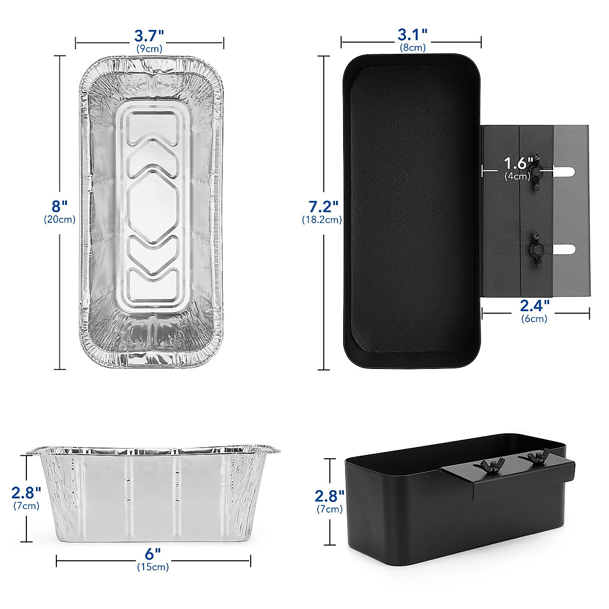 Stanbroil Griddle Grease Cup Tray Holder Catcher Pan with 10 Pack Aluminum Drip Pans Rear Grease Cup Liners for Blackstone 17", 22", 28", 36" Griddles