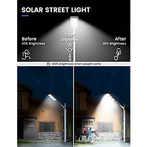 500W Solar Street Lights Outdoor, 20000 Lumens LED Solar Parking Lot Lights Outdoor Dusk to Dawn Sensor with Remote Control, 6000K Super Bright Commercial Lighting for Playground, Barn, Farm, 2 Pack
