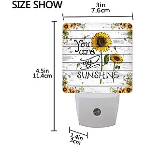 Sunflower Plug in Nightlights with Light Sensor Rustic Automatic Dusk to Dawn Sunshine Night-Lights Unique Custom Led Home Night Light for Dark Spaces Kids Room Nursery Playroom Toilet Bathroom Décor