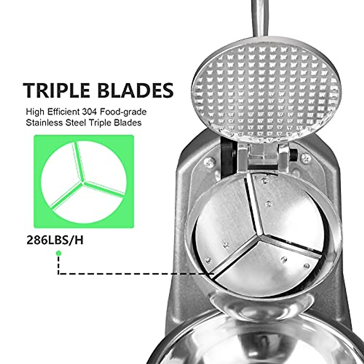 HORGELU Electric 3 Blades Ice Crusher with Ice Pick 286lbs/hr Snow Cone Machine 380W Shaved Ice Machine 2000rpm Food-grade Stainless Steel Ice Shaver 110V Snow Cone Maker for Home Commercial