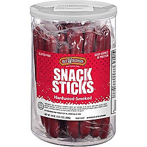 OLD WISCONSIN Beef Snack Sticks, High Protein, Gluten Free, 24 Ounce Resealable Jar
