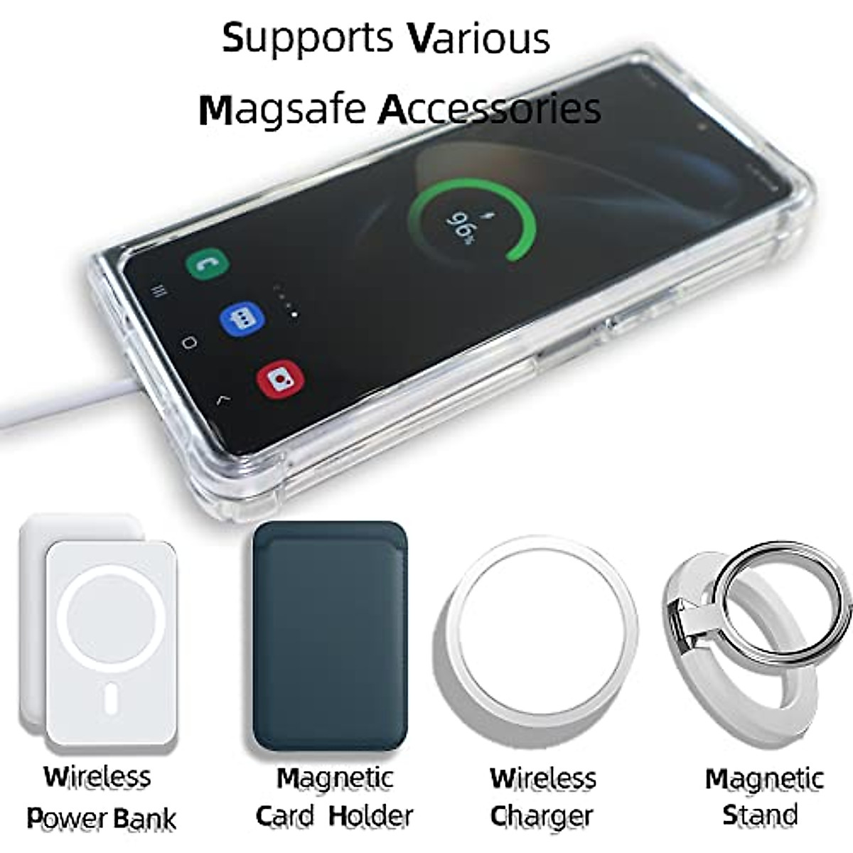 Boaoige for Samsung Galaxy Z Fold 4 5G Magnetic Hinged Pen Rail Case, Adjustable Kickstand Case, Fall Resistance Shockproof Technology-Style Full Protective Case Clear