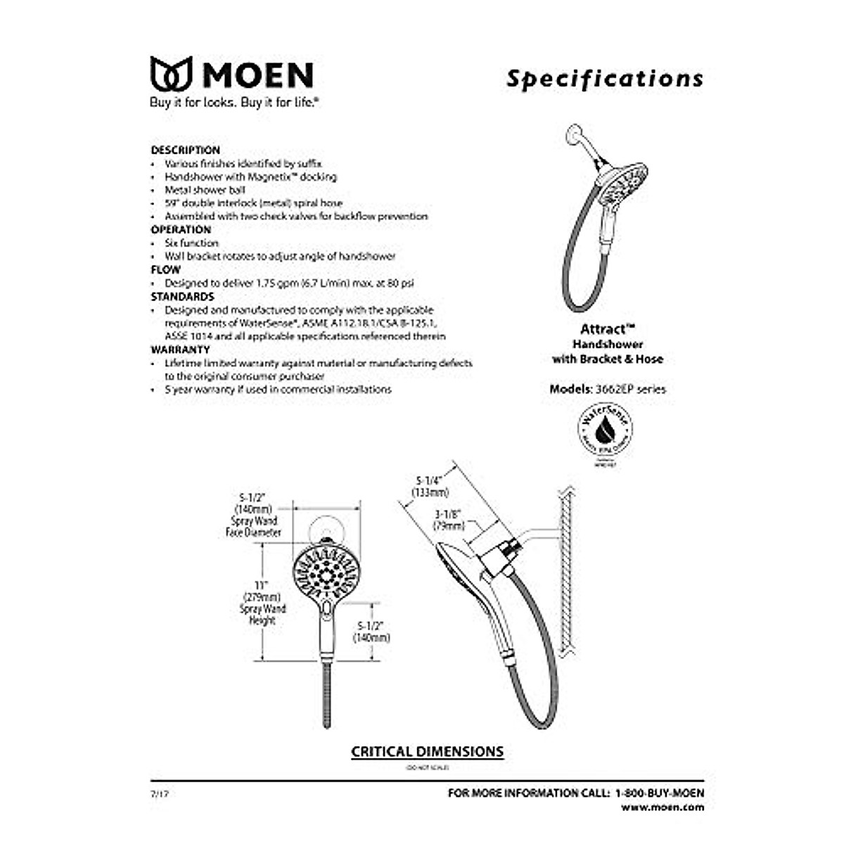 Moen Engage Magnetix Oil Rubbed Bronze Six-Function 5.5-Inch Handheld Showerhead with Magnetic Docking System, 3662EPORB