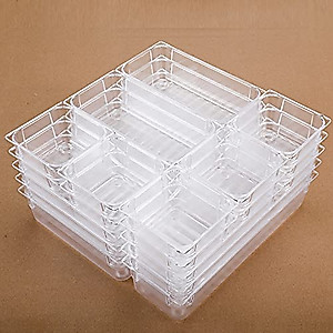 HighFree 24 Pcs Clear Desk Drawer Organizer Tray with 5-Size, Plastic Bathroom Makeup Drawer Dividers, Versatile Organizer Container Storage Bins for Kitchen,Office,Dresser & Cabinet