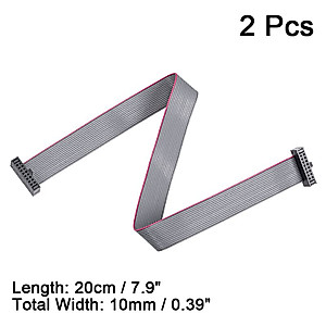 Tool parts IDC 16 Pins Connector Flat Ribbon Cable Female Connector 20cm 1.27mm Pitch - 2pcs