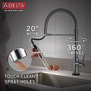 Delta Faucet Trinsic Pro Commercial Style Kitchen Faucet, Touch Kitchen Faucets with Pull Down Sprayer, Kitchen Sink Faucet, Touch Faucet, Delta Touch2O Technology, Arctic Stainless 9659T-AR-DST