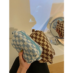 Small Cosmetic Bag Cute Makeup Bag Y2k Accessories Aesthetic Make Up Bag Y2k Purse Cosmetic Bag for Purse (Brown)