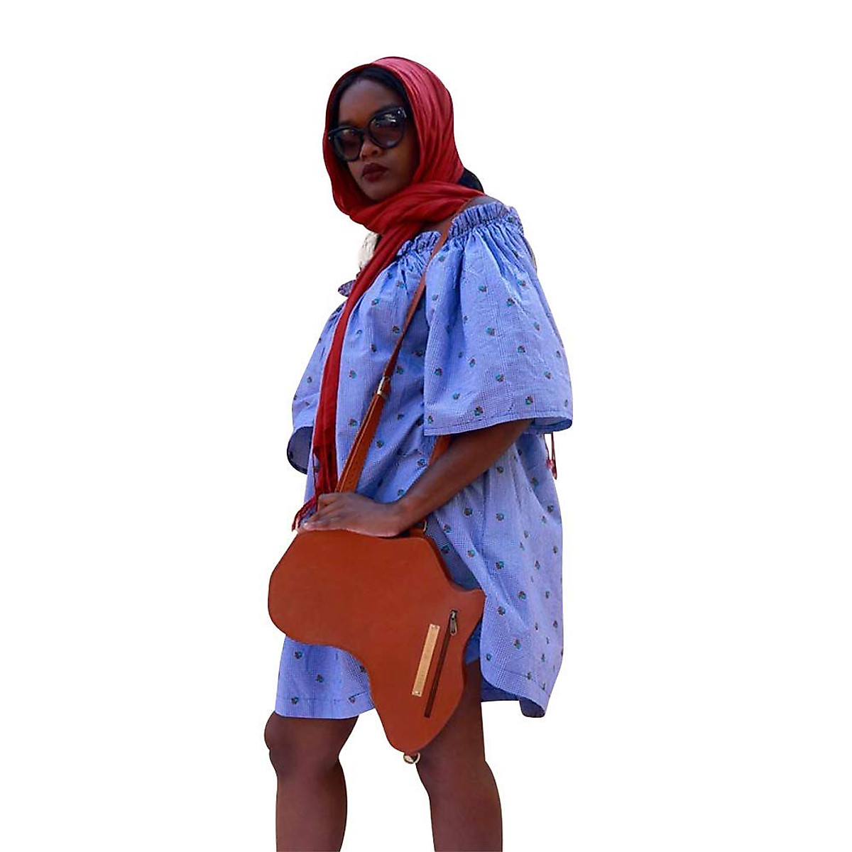 Orijin Culture AFRICA Men Backpacks Belt Bags - Africa Backpacks for Travel – Africa Shaped Crossbody Leather Backpacks with Sturdy Zippers & Multiple Pockets | Brown - Medium