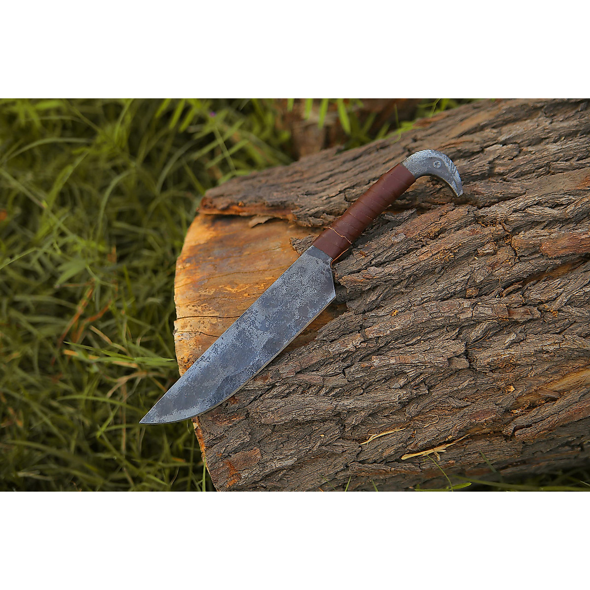 Viking Knife Custom Forged Full Tang Carbon Steel Ravens Head Hunting Camping Outdoor Knife Anniversary Birthday Xmas Gift Items