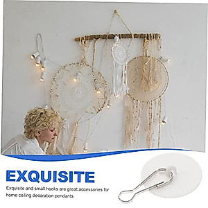 Cabilock 50 Sets Ceiling Hook Outdoor Hooks for Hanging Wall Mounted Hooks Heavy Duty Clothes Hanger Ceiling Hanging Hooks Sticky Hooks Clear Hooks Self Adhesive White Disc Poster Pole