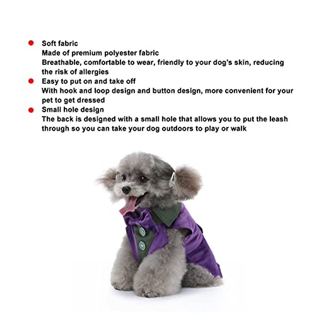 Dog Shirt Puppy Pet Small Dog Clothes Dogs Tuxedo Cute Elegant Dog Costumes Fashionable Retro Dog Formal Wedding Party Suit with Bow Tie for Small and Medium Dogs Cats Purple (XL)