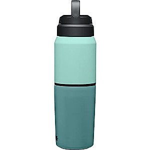 CamelBak MultiBev Water Bottle & Travel Cup – Vacuum Insulated Stainless Steel – Coastal/Lagoon – 17 oz bottle & 12 oz cup