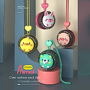 S.ROKE TTAN Portable Hanging Neck Fan for Kids, Rechargeable Personal Necklace Mini Fan, Cute Animal Lanyard Fan, 3 Speeds Adjustable Bladeless Quiet Fan for Kids (White Rabbit)
