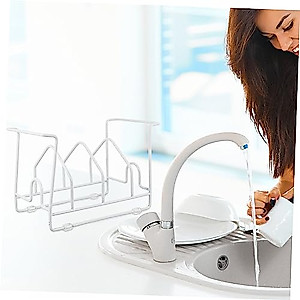 RUNROTOO Drain Rack Pan Lid Rack Plate Cup Drying Tray Pan Lids Holder Metal Stand Metal Utensil Holder Pot Lid Holder Dishes Storage Holder Dish Rack for Kitchen Counter Draining Rack Sink