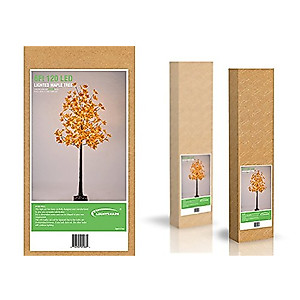 LIGHTSHARE 6FT 120LED Artificial Lighted Maple Tree Warm White Fall Decorations Indoor Ourdoor, Orange