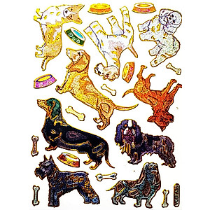 Stickers Glitter Pack 10 Sheets Dachshund Dog Puppy Dog Stickers Waterproof Removable Arts 3D Cartoon Kids Classic Toys School Sticker Craft Scrapbooking