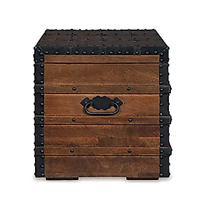 Signature Design by Ashley Kettleby Vintage Wood Storage Trunk or Coffee Table with Lift Top 19", Brown