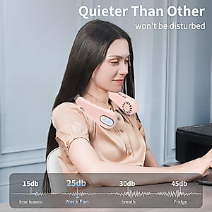 Portable Neck Fan, Hands Free Bladeless Personal Fan, 4000mAh Battery 4-16H, 360° Fast Cooling, No Hair Twisting, Ultra Quiet, Travel Essentials, Suit Home Office Sports, Gifts for Women Men-Pink