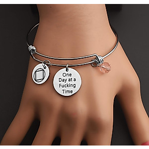 TIIMG One Day at a Time Sobriety Gift Addiction Recovery Gift AA Gift NA Gift 12 Step Gifts Alcoholics Anonymous AA NA Recovery Sobriety Bracelet (One day at a time NA)