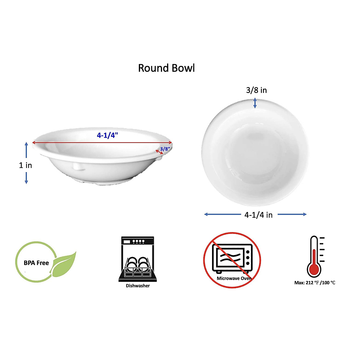 Z-Moments Western Melamine Fruit Bowl Monkey Bowl 3.5-Ounce, 4-1/4" dia. White or Tan NSF (48, White)