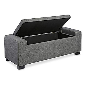 Amazon Basics Rectangular Storage Ottoman Bench with Fabric Upholstery, Large - Anchor Grey