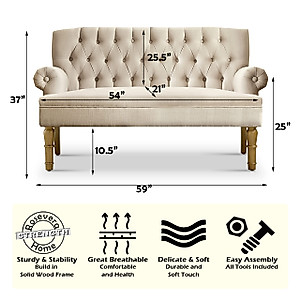 Rosevera Drennan Loveseat Sofas for Living Room Loveseat for Living Room Couch in a Box Sofa para Sala Love Seats Furniture Sofa in a Box Long Couches for Living Room Settee Loveseat,Linen,Beige