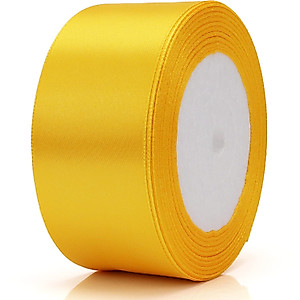 Nsilu 25 Yards 1-1/2 inches Wide Satin Ribbon Suitable for Wedding, Party and Gift Box Packaging Ribbon (Yellow, 1-1/2")