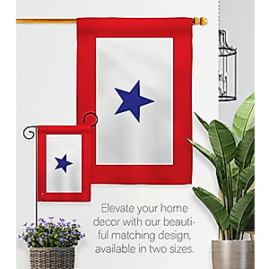 Blue Star Service Garden Flag - Set with Stand Armed Forces Military All Branches Support Honor United State American Veteran Official - House Banner Small Yard Gift Double-Sided 13 X 18.5