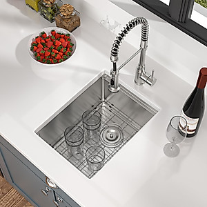 Undermount Bar Sink - Mocoloo 15 x 19 Inch Single Bowl Undermount Kitchen Sink 16 Gauge Stainless Steel Bar Prep Workstation 10" Deep Sinks