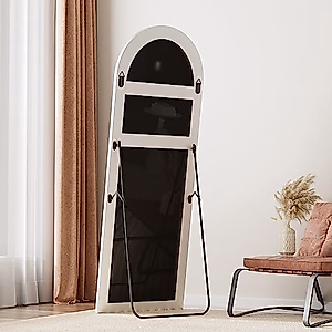 XKZG 64" x 21" Arched Full Length Mirror Floor Mirror with Wooden Frame Full Body Mirror Stand Mirror Wall Mounted Mirror for Bedroom Living Room - White