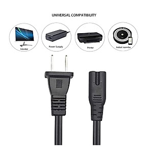 PowerHOOD AC Power Cord Compatible with Sony PS3 Slim / PS4 Slim PlayStation 4 / PS5, Xbox Series S, Xbox Series X, Xbox One S/X Game Console Power Supply Cable Replacement