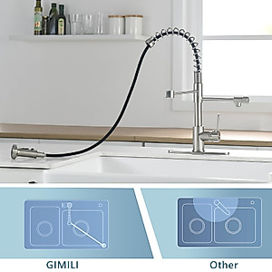 GIMILI Filter Kitchen Faucet for Water Filtration System Drinking Water Faucet 3 in1 Commercial Style Pull-Down Single Handle, Brushed Nickel (Without Water Filtration Device)
