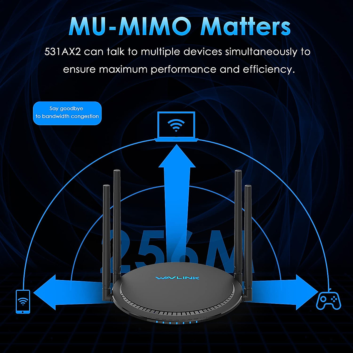 WAVLINK AX1800 WiFi 6 Smart Router, Dual Band Gigabit Wireless Internet Mesh Router for Home, Coverage up to 1,500 sq. ft., 64+ Devices, MU-MIMO OFDMA TWT, Turbo, TouchLink, Parental Control, QoS