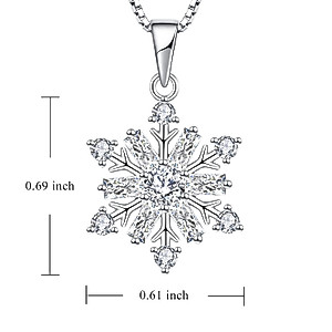 STARCHENIE White Snowflake Necklace 925 Sterling Silver Snowflake Pendant Jewelry Gift for Women
