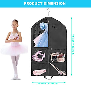 40Inch Garment Bag for Hanging Clothes, Waterproof Dance Costume Bags, Gusseted Hanging Garment Bags for Travel Storage, Kids Garment Bag, Garment Bag for Dance Competitions （Rose red-1 pack）