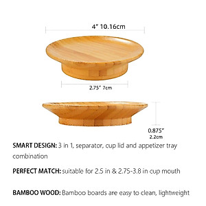 Mug Separator | 3in1 Mini Charcuterie Boards | 2024New Cup Covers Made of Bamboo | Safe to Use,for Tea Cups, Coffee Cups, and Red Wine Glasses, Easy to Use and Saves Space