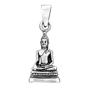 AeraVida Buddha Image in Meditating Posture .925 Sterling Silver Pendant | Silver Buddha Pendant For Women | Sterling Silver Buddha Pendant | Sterling Silver Pendant