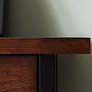 Leick Home 11262 Ironcraft Mantel Height Rustic Bookcase with Drawer Storage, 12" D x 30" W x 50" H, Mission oak/matte black