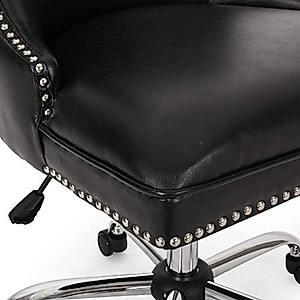 Christopher Knight Home Keith Contemporary Tufted Swivel Office Chair, Midnight Black and Chrome