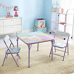 Heritage Kids 3 Piece Table and Chair Set, Purple Unicorn