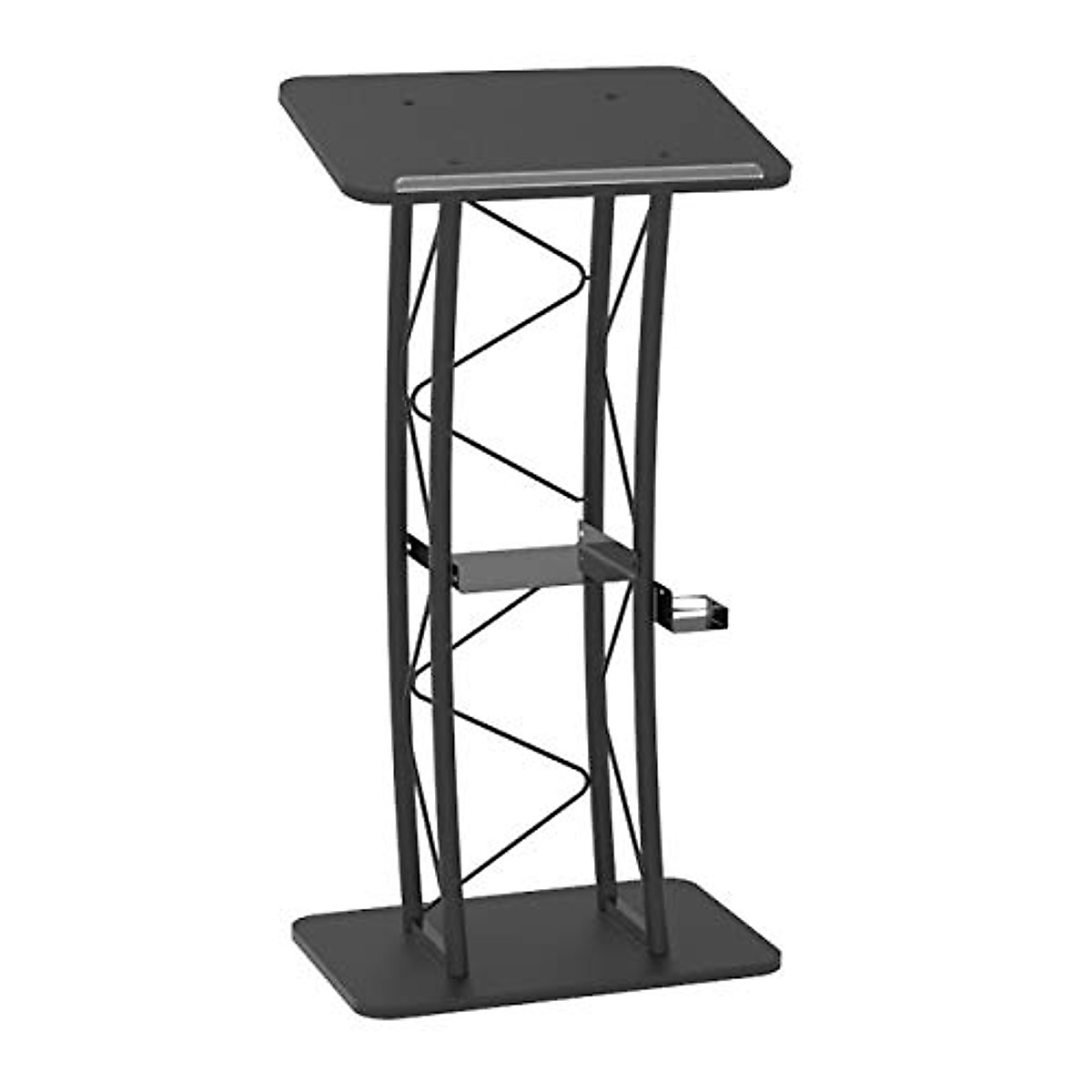 FixtureDisplays® Curved Podium, Truss Metal/Wood Pulpit Lectern with A Cup Holder 11568-H
