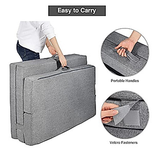 Stonehomy 4 Inch Thick Foldable Mattress Twin XL Size, Portable Folding Out Couch Sofa Bed with Handle for RV, Living Room and Car, 78.7x39.4 Inches