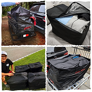 Mockins 15 Cu.Ft. Soft-Shell Trailer Hitch Cargo Carrier Bag w/ 4 Packing Cubes | 48"x18"x31" All-Weather & Waterproof Cargo Bag for Hitch Carrier | Durable Vinyl Truck Bed Bag w/Buckle Straps & Lock