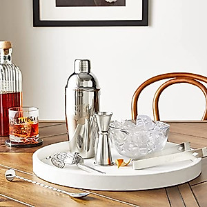 5 pc. Cocktail Shaker Bar Set by Tom Bullock's, The Original Tastemaker: 25 oz Stainless Steel Shaker, Double Measuring Jigger, Stirrer/Mixer Spoon, Strainer and Ice Tongs. Become The Ideal Bartender!
