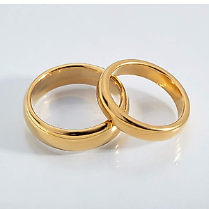 Mishow 18k Gold Plated High Polished Domed Tungsten Couple Ring 4mm / 6mm Wedding Band Size 4-12
