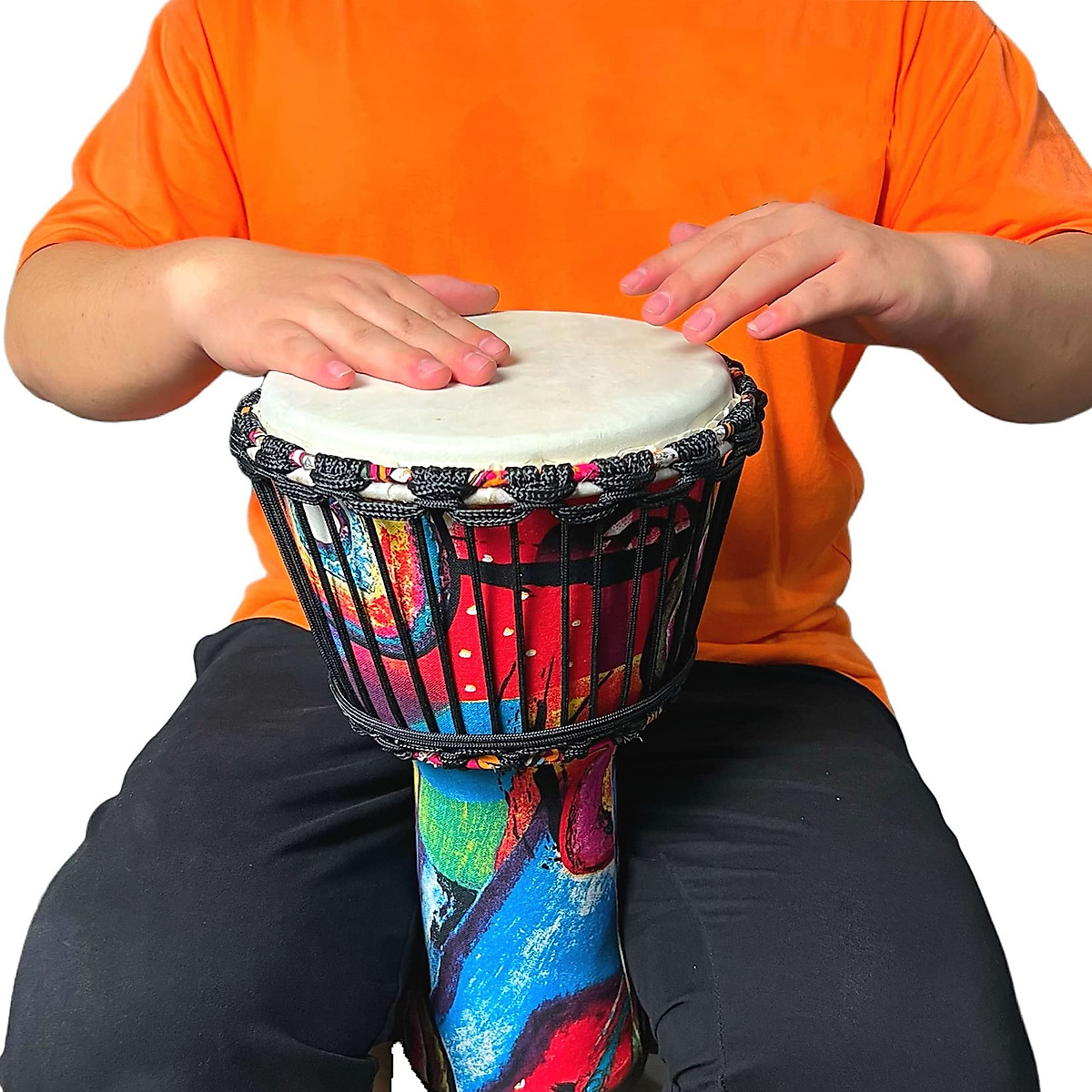 RUOSWTE 8.5 "Djembe Drum, Bongo Drum, Percussion Music, Sheepskin Drum Face, Professional Tuning, Hand Drum（Abstraction）