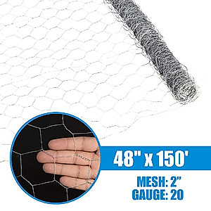 Fencer Wire 20 Gauge Galvanized Poultry Hex Netting with 2 inch Mesh