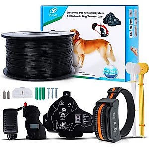 YHPOYLP Electric Wireless Dog Fence System, Dog Training Collar System with Remote Control, 656 Feet In-Ground Fence Boundary Container, Expandable to Multiple Dogs