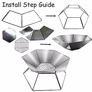 Portable Charcoal Grill Foldable Barbecue Grill with a Package Bag, Small BBQ Grill for Outdoor Stainless Steel - Hexagon