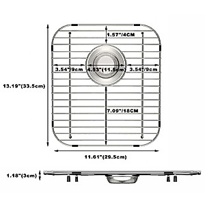 SlimmKISS Kitchen Sink Grid Stainless Steel Sink Protectors, Sink Bottom Grid Sink Racks for for Single or Double Bowl Sink, Corner Radius Sink Grate Rear Drain Hole with Sink Strainer,2pack